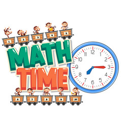 Sticker design for math time in green and orange Vector Image