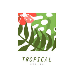 Tropical logo design badge with palm leaves and Vector Image