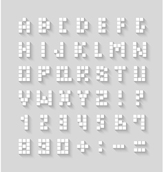 Flat pixel font with shadow effect Royalty Free Vector Image