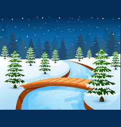 Cartoon winter landscape wi Royalty Free Vector Image