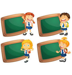 Banner design with four kids Royalty Free Vector Image