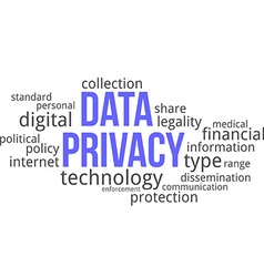 Word cloud data privacy Royalty Free Vector Image