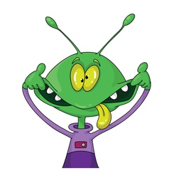 Cartoon alien holding a paper and pencil Vector Image