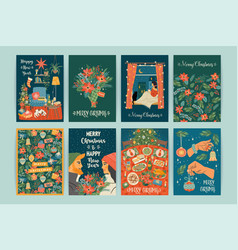 Set of christmas and new year greeting cards Vector Image