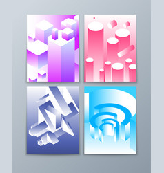 Abstract isometric 3d geometric outline shapes Vector Image
