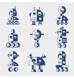 Set of robots in flat style Royalty Free Vector Image