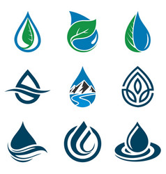 Water drop leaf logo sets Royalty Free Vector Image