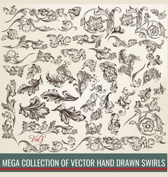 Collection hand drawn floral swirls for design Vector Image
