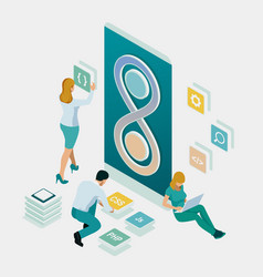 Isometric web development and coding concept app Vector Image