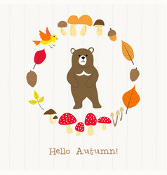 Border template with bear and bees Royalty Free Vector Image