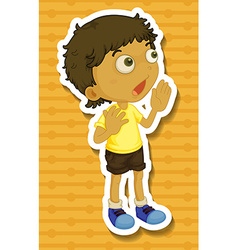 Cartoon boy yelling and shouting into a megaphone Vector Image