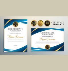 Blue professional diploma certificate design Vector Image