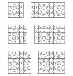 Six Piece Puzzle Vector Images (over 220)