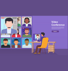 Video call concept banner design in flat style Vector Image