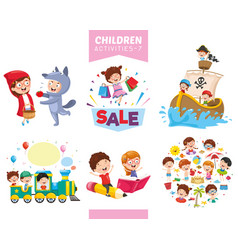 Children activities set Royalty Free Vector Image
