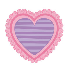 Pink color double heart with decorative frame Vector Image