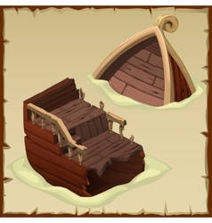 Sunken pirate ship overgrown coral polyps Vector Image