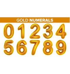 Golden metallic font set Royalty Free Vector Image
