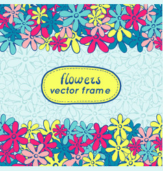 Doodle flowers frame Royalty Free Vector Image