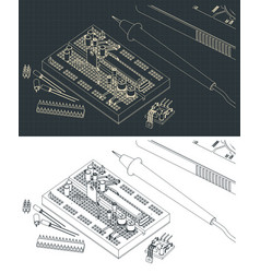 Set of isometric electronic components Royalty Free Vector