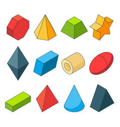 Abstract isometric 3d geometric outline shapes Vector Image