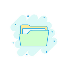 File folder icon in comic style documents archive Vector Image