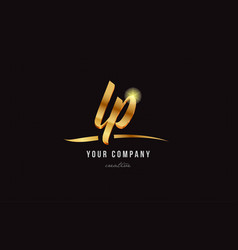 Gold alphabet letter pl p l logo combination icon Vector Image