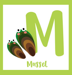 Letter m tracing mussel Royalty Free Vector Image