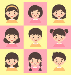 Set of cute kids face avatar Royalty Free Vector Image