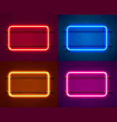 Neon sign square frame with glowing and light Vector Image