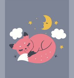 Cute fox and bunny flying with a cloud balloon Vector Image