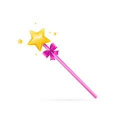 Pink fairy magic wand 3d princess stick with star Vector Image
