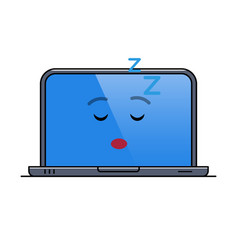 Winking laptop computer isolated emoticon Vector Image