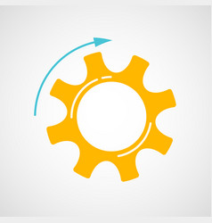 Orange and blue cog and gear cooperation concept Vector Image