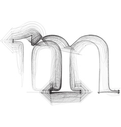 Sketch font letter m Royalty Free Vector Image