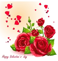 Greeting card Happy Valentines Day with red roses Vector Image