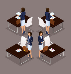 Isometric business woman front view rear view Vector Image