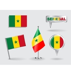 Set ecuadorian pin icon and map pointer flags Vector Image