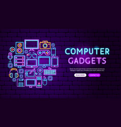 Computer technology neon icons Royalty Free Vector Image