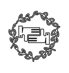 Emblem hand rotation commitment teamwork together Vector Image