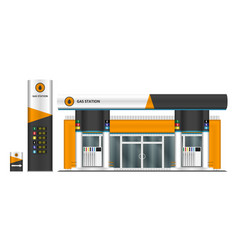 Filling station with cars gas petrol fuel pumps Vector Image