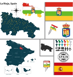 La rioja map with spanish national flag Royalty Free Vector