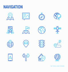 Location thin line icons set Royalty Free Vector Image