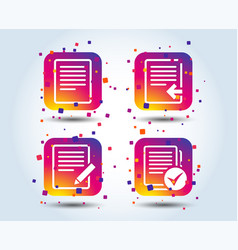 Document icons upload file and checkbox Royalty Free Vector