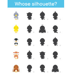 Whose silhouette game template matching game Vector Image