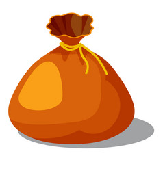 Cartoon big old bag with gold coins jewelry cash Vector Image