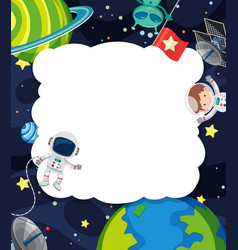 Border template with space theme in background Vector Image