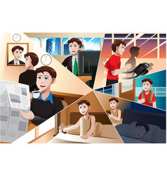 Infographics business man daily life routine Vector Image