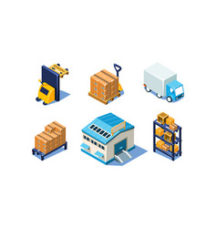 Isometric Warehouse Logistic Cargo Transport Vector Image