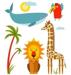 Flat African Animals Symbols Set Royalty Free Vector Image